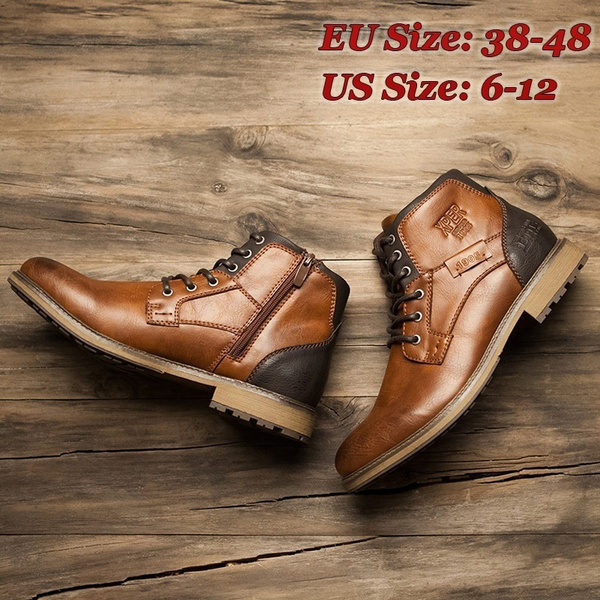 Men's Fashion Bullock Rubber Leather Short Boots Autumn Winter Male ...