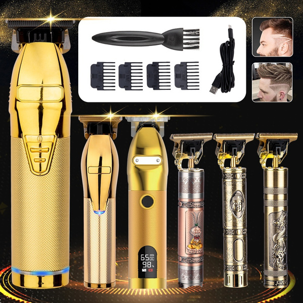 Hair Clippers Cordless Gold Hair Trimmer For Men USB Rechargeable Hair ...