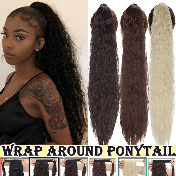 26" Chic Hairstyle Ponytail Extension Corn Wave Soft Wrap Around Clip ...
