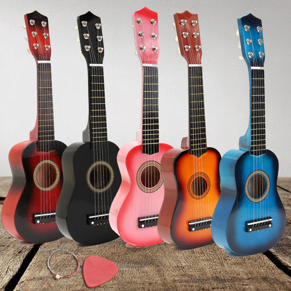 21 Inch Learning Guitar Toys Acoustic Guitar Small Size Portable Wooden ...