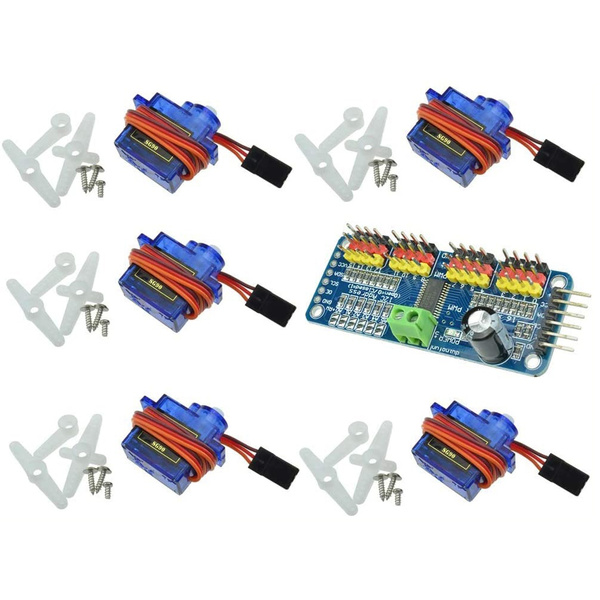 5pcs SG90 9G Micro Servo Motor Kit With 1pc PCA9685 16 Channel Steering ...