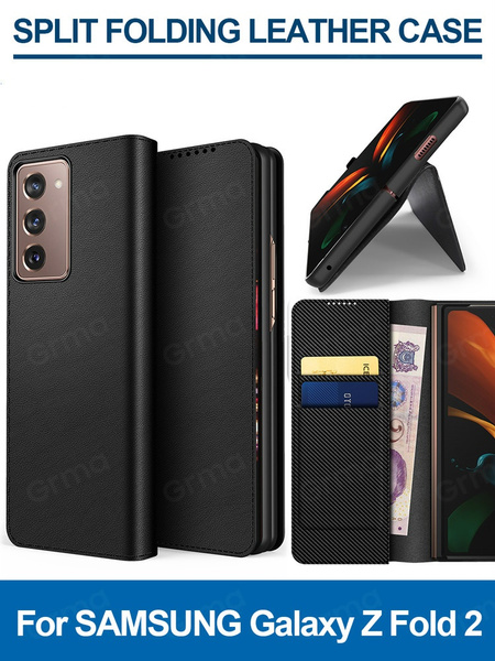 Original Carbon Fiber Texture Vegan Leather Flip Back Cover for Samsung ...