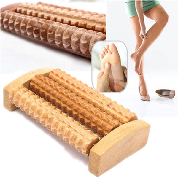 Handheld Wooden Roller Massager Reflexology Hand Foot Back Body Therapy