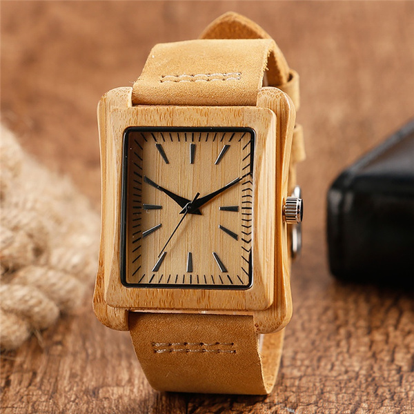 Casual Wooden Watch Mens Natural Wood Men Bamboo Watches Quartz ...