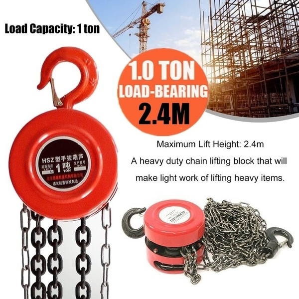 1 Ton Chain Lifting Block Hoist Tackle Puller Engine Heavy Duty Tool ...