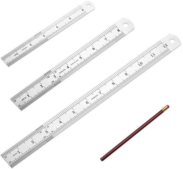MFJUNS Metal Ruler Set, 6,8,12 Inch Stainless Steel Ruler, Machinist ...