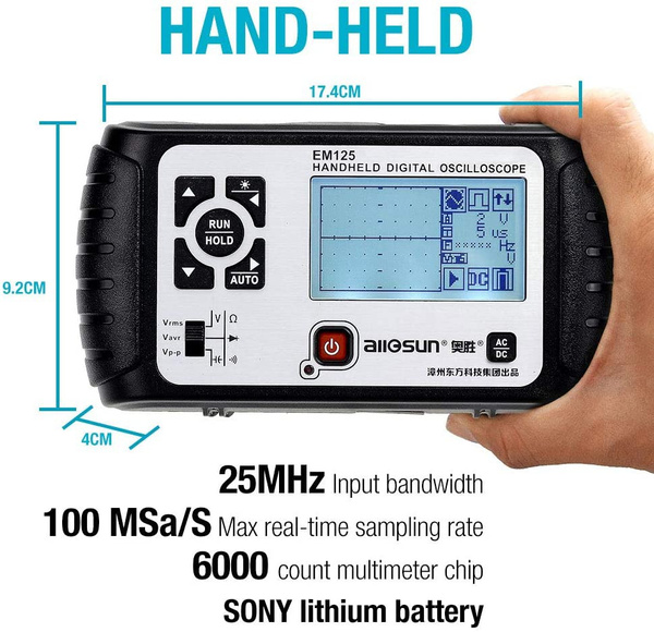 ALLOSUN Oscilloscope Handheld Scope Digital Storage Meter and Digital ...