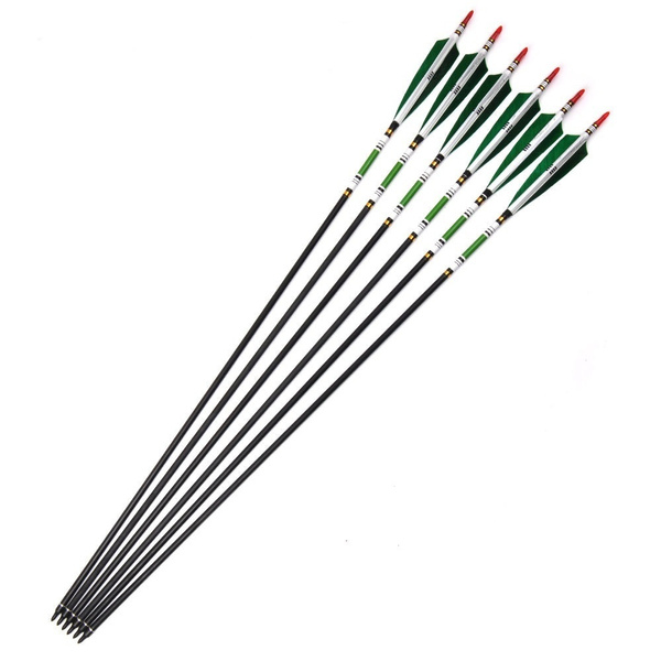 Archery 6/12PCS 31/33 inch Carbon Arrows Spine 500 OD 7.6mm ID 6.2mm ...