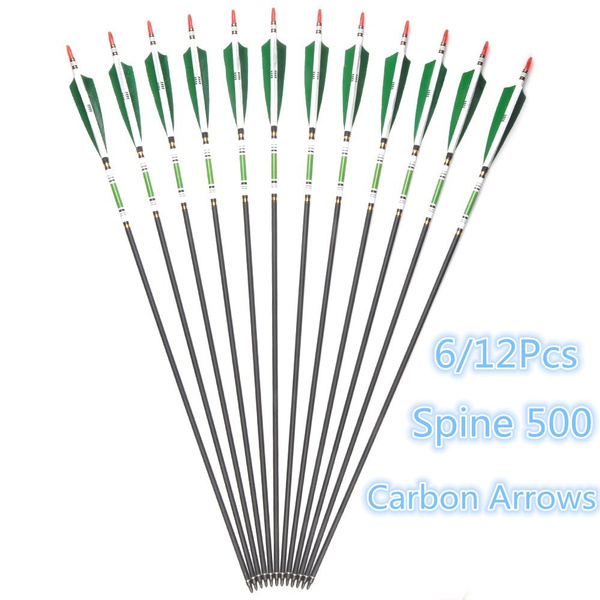 Archery 6/12PCS 31/33 inch Carbon Arrows Spine 500 OD 7.6mm ID 6.2mm ...