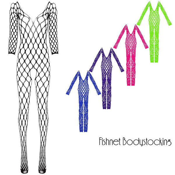 Women Sexy Lingerie Fishnet Bodystocking Bodysuit Sleepwear Crotchless ...