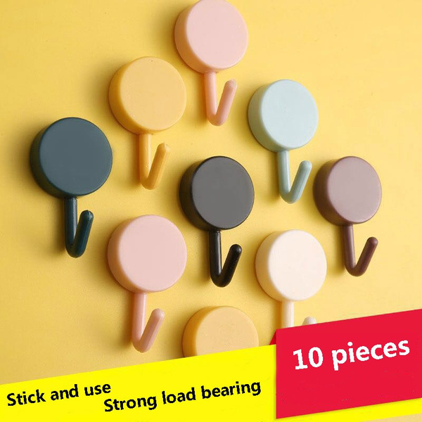 10Pcs Wall Hooks Self Adhesive Waterproof Hooks Seamless Hanging Hook ...