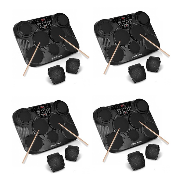 Pyle Pro Electronic Drum Portable Tabletop 7 Pad Digital Musical Set (4 ...