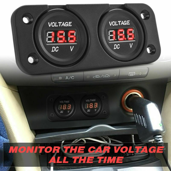 Dual LED Digital Volt Meter Panel 12V/24V DC Car Boat Marine Battery ...