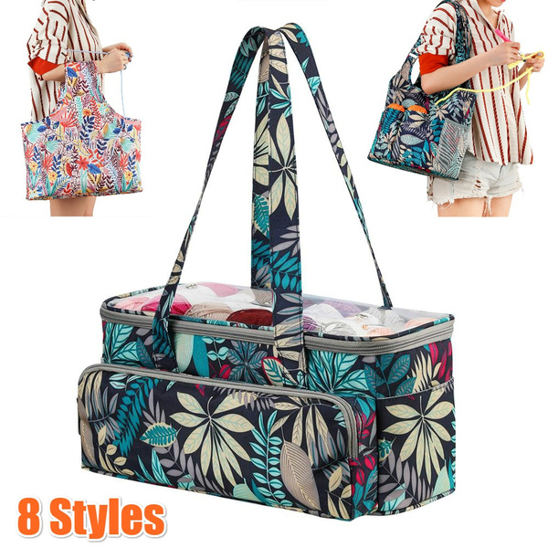 Yarn Storage Bag With Maple Leaves Knitting Tote Bag Orange Square Bag ...