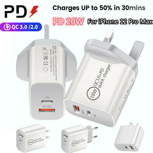 US UK EU Plug PD 18W USB-C Type C Fast Wall Charger Adapter For/ iPhone ... US UK EU Plug PD 18W USB-C Type C Fast Wall Charger Adapter For/ iPhone ...