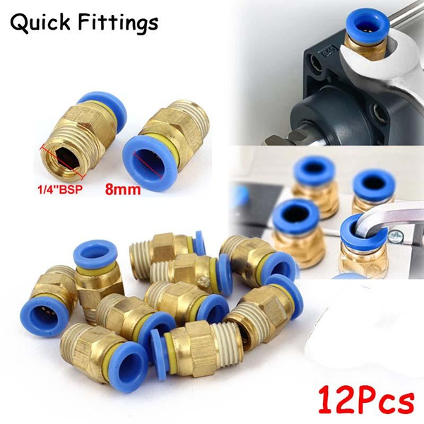 8mm Tube 1/4"BSP Male Thread Quick Connector Pneumatic Air Fittings 12 ...