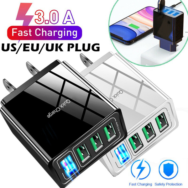 4 Multi-Port Fast Quick Charger QC 3.0 USB Hub Wall Charger Adapter ...