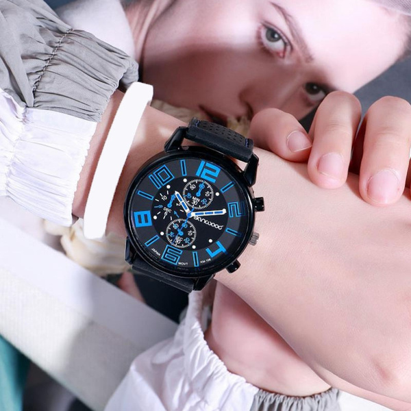 Fashion Casual Quartz Analog Silicone Strap Watch Stainless Steel Dial ...