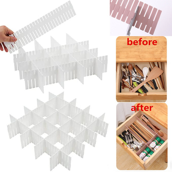 Drawer Divider Organizer DIY Plastic Grid Drawer Divider for Home Tidy ...