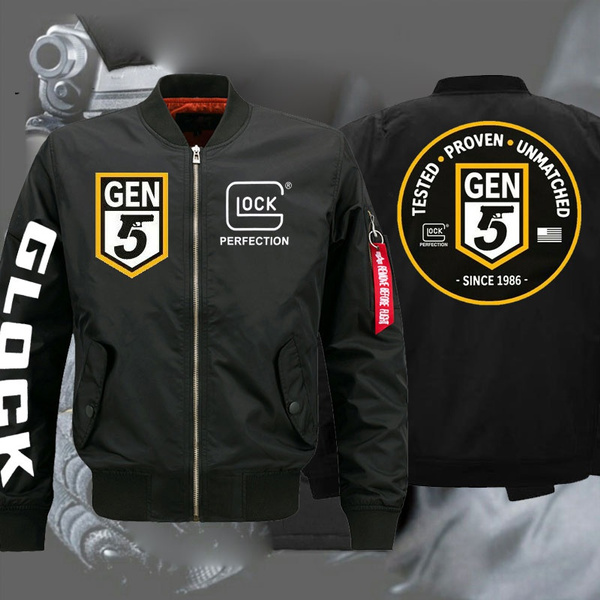 2021 Winter Unisex GLOCK GUN Army Pilot Jacket Biker Bomber Military ...