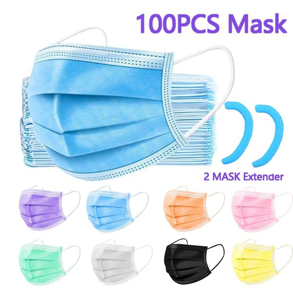 100 Pcs Multicolor Disposable Face Mask - Anti-Dust Filter, Breathable ...