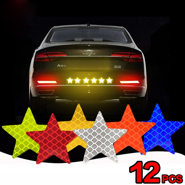 6/12Pcs Reflective Safety Warning Stickers Pentagram Anti-collision ...