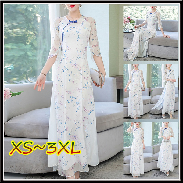2020 Chinese Dress Linen Cotton Qipao Chinese Traditional Dress Women ...