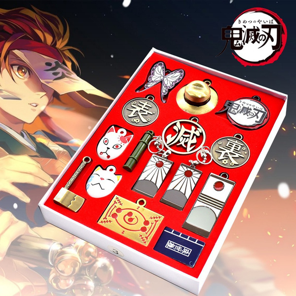 14 pcs Demon Slayer's Blade Peripheral Nidou Mask Kuromon Tanjiro ...