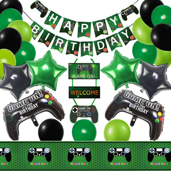Video Game Party Supplies for Boys Happy Birthday Gaming Banner Game On ...