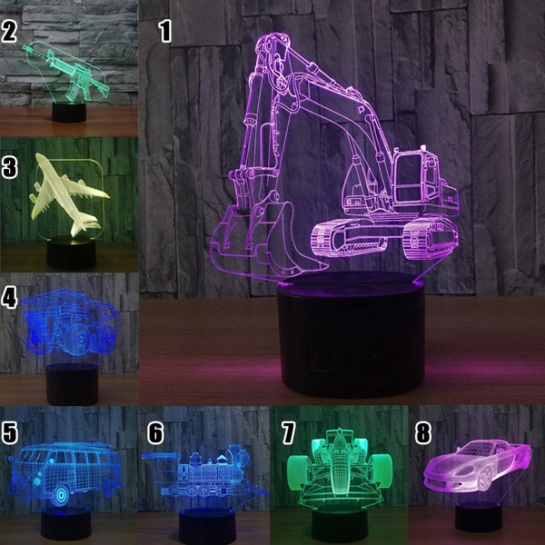 Creative 3D Lamp Acrylic Optical Illusion Visual Led Night Light 7 ...