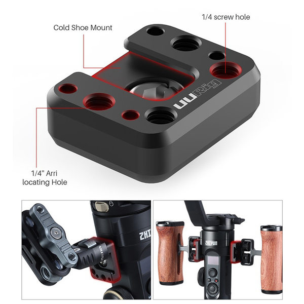 UURig Mount Plate for Zhiyun Crane 2S Gimbal with Cold Shoe Arri ...