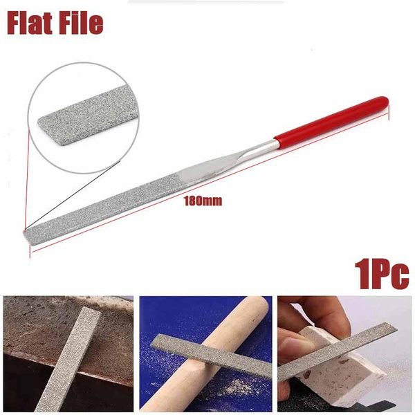 180mm Long Metal Rubber Handle Diamond Coated Double Cut Flat File Hand ...