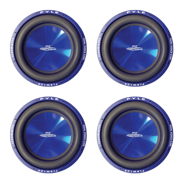 Pyle PLBW124 12 Inch 1200 Watt DVC Car Audio Subwoofer Speakers, Blue ...
