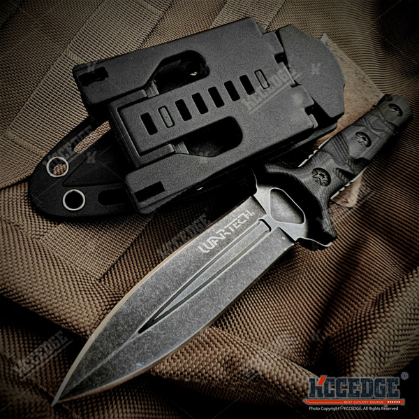 8" Tactical Knife G10 Handle w/ Molle Compatible Kydex Sheath Hunting ...