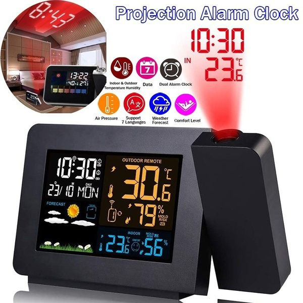 NEW Projection Clock Led Color Screen Weather Forecast Clock Lazy ... NEW Projection Clock Led Color Screen Weather Forecast Clock Lazy ...