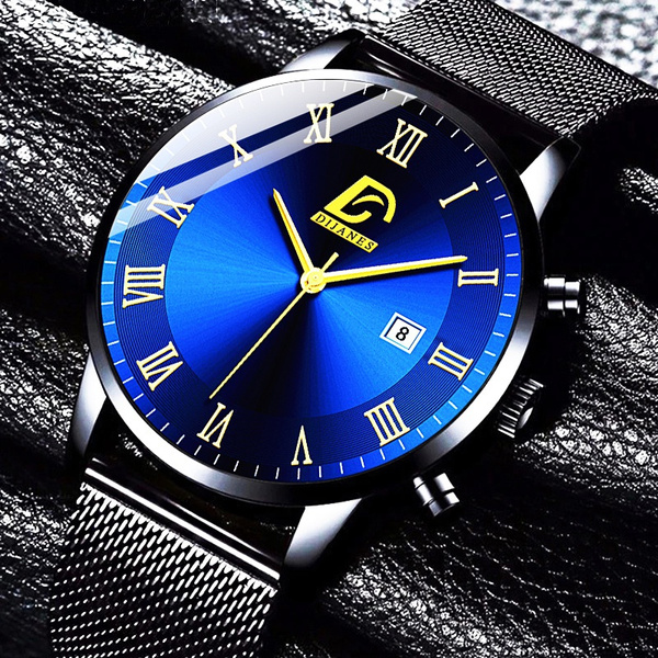 Men Fashion Watches Creative Men Luxury Stainless Steel Mesh Belt ...