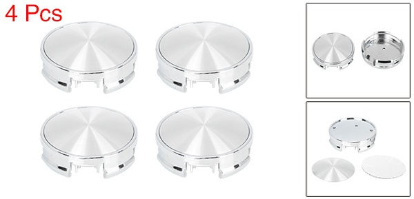 4 Pcs 62mm 4 Lugs Universal Silver Tone Wheel Center Caps Hub Covers ...