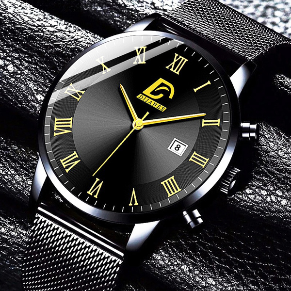 Fashion Mens Stainless Steel Watches Luxury Men Mesh Belt Quartz Clock ...