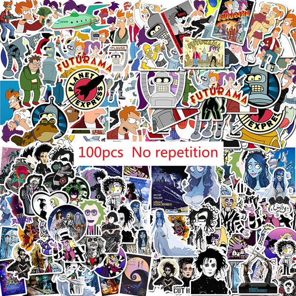 100 Pcs Tim Burton Directed the Film and Futurama Sticker Cartoon ...