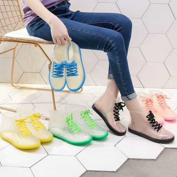 Rain Boots Women PVC Platform Sneakers Waterproof Rainproof Motorcycle ...