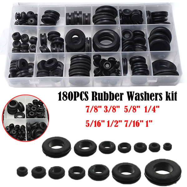 180PCS Piece Black Rubber Grommet Assortment Set Plug Wire Ring ...