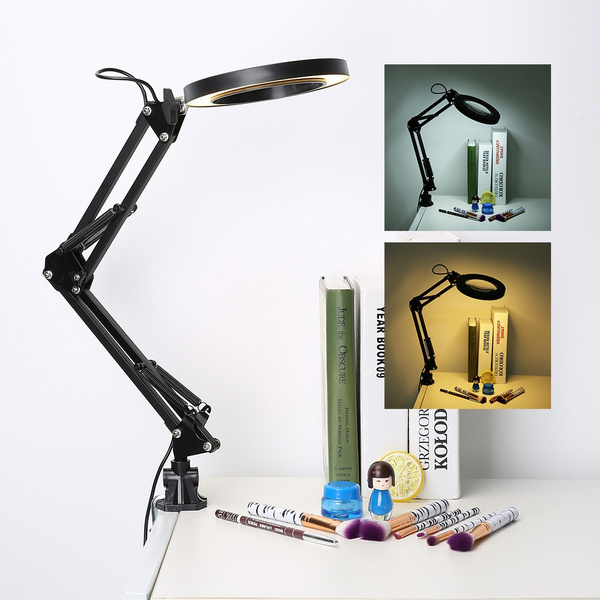 Clip-on Tabletop 5x Magnifier Adjustable Magnifying Glass Lamp Repair ...