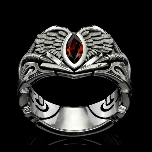Men's Rings Fashion Luxury Jewelry 316L Stainless Steel Angel Wings ...
