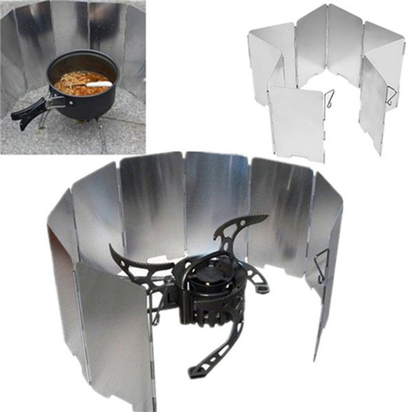 Outdoor Foldable 9 Plates Stove Windshield Camping Cooking Gas Stove ...