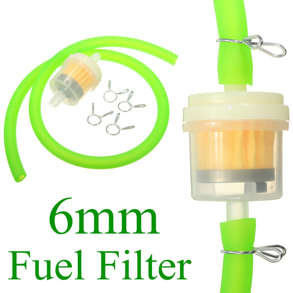 6mm Motorcycle Gas Fuel Filter Petrol Pipe Hose Line + 4 Clips Moto ...