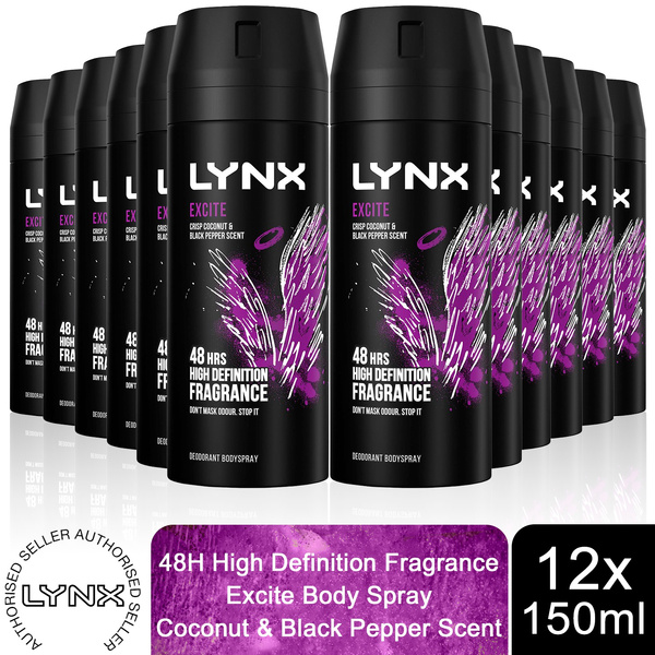 Lynx Body Spray Deodorant, Excite, 12 Pack, 150ml | Wish