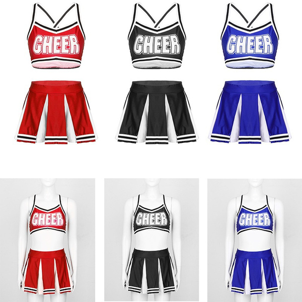 Womens School Girl Costume Cheer Leader Uniform Dress Cheerleading Role ...