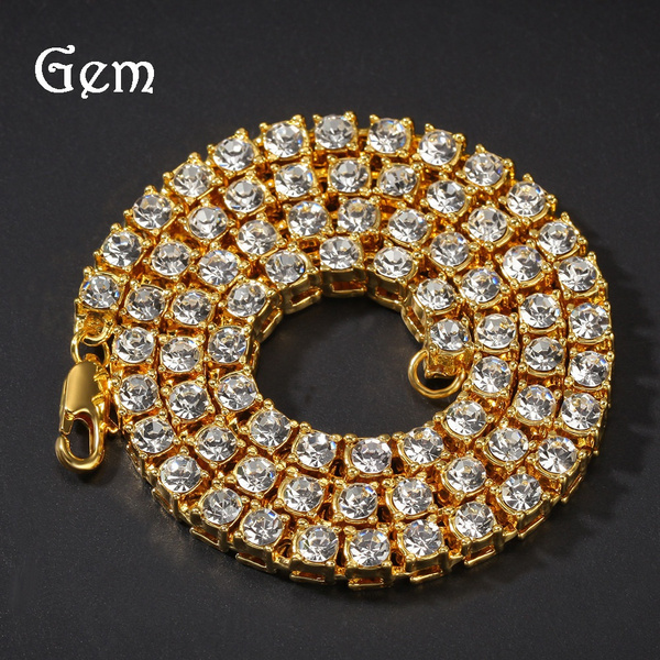 Hip hop 1 row alloy necklace simple neck chain men's jewelry tennis ...
