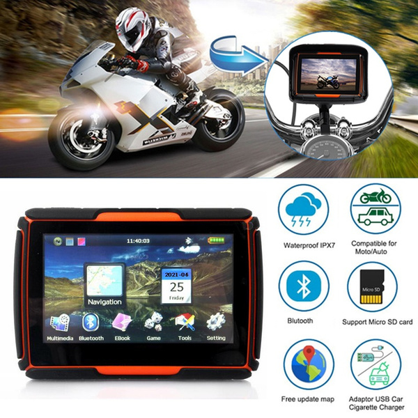 4.3 Inch Motorcycle GPS Navigation Bluetooth IPX7 Waterproof Motorcycle ...