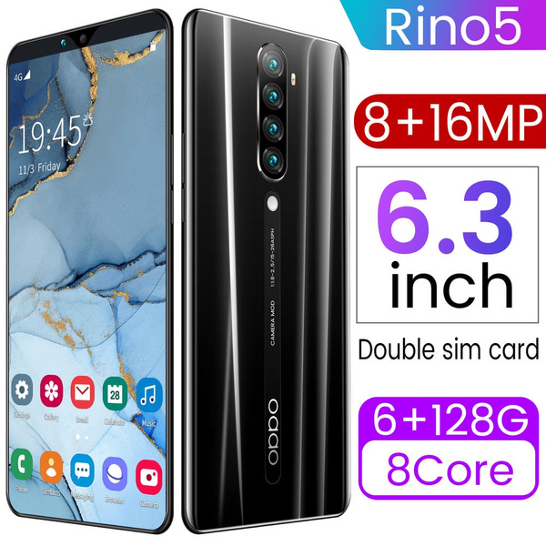Newest Rino5 6.3inch Mobile Phone 6G+128GB Large Memory 8 Core Android ...